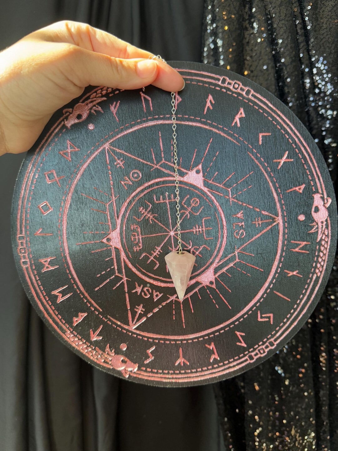 10 Pendulum Board Runic PINK With Rose Quartz Pendulum - Etsy