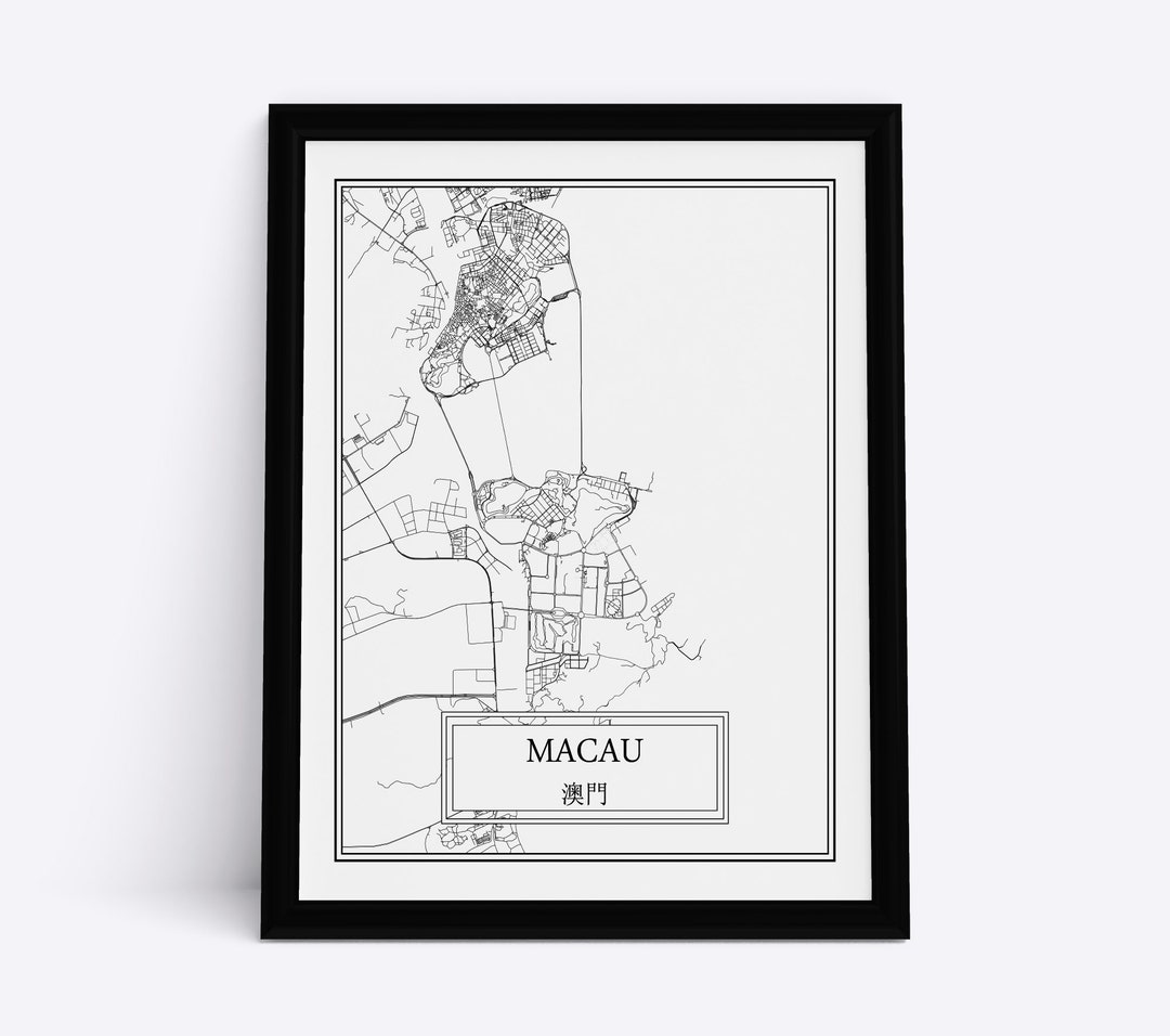 Macau City Map Detailed Macau Map Macau Wall Art Macao Map Print Macao ...