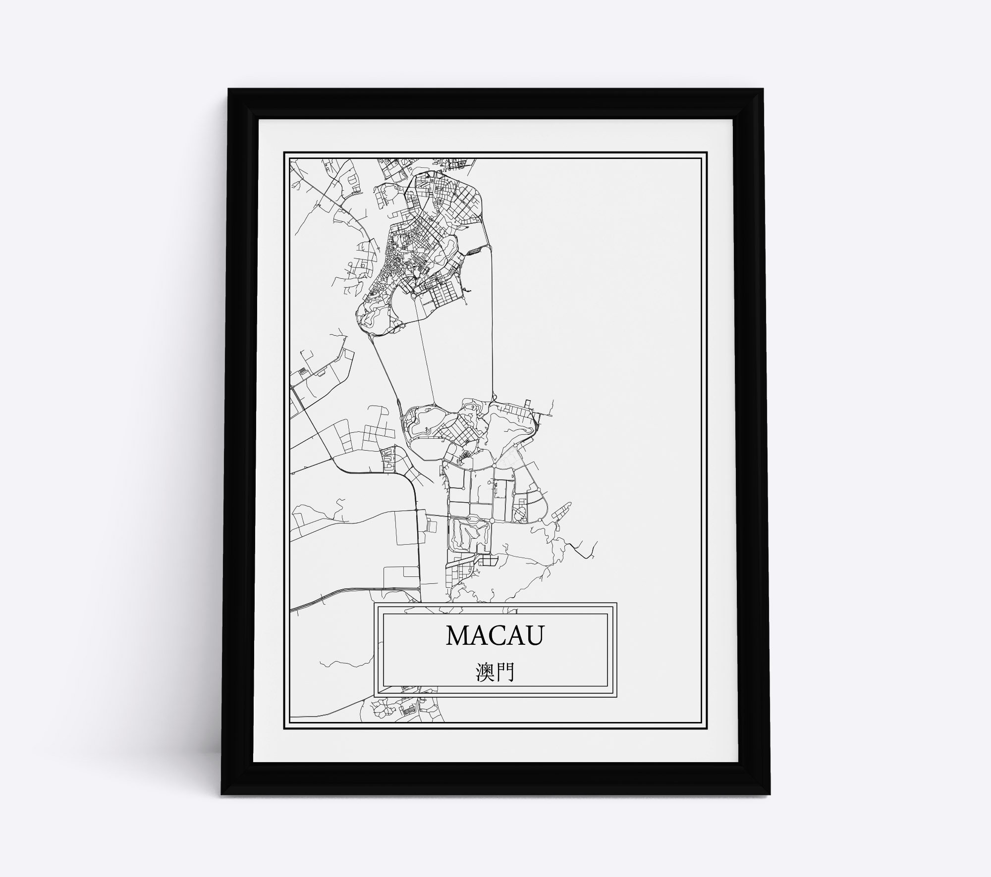 Macau City Map Detailed Macau Map Macau Wall Art Macao Map Print Macao ...