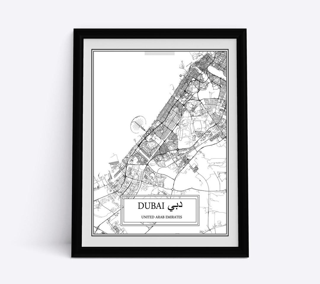 Dubai City Map Detailed Dubai Map Dubai Wall Art Dubai Map Print Dubai ...