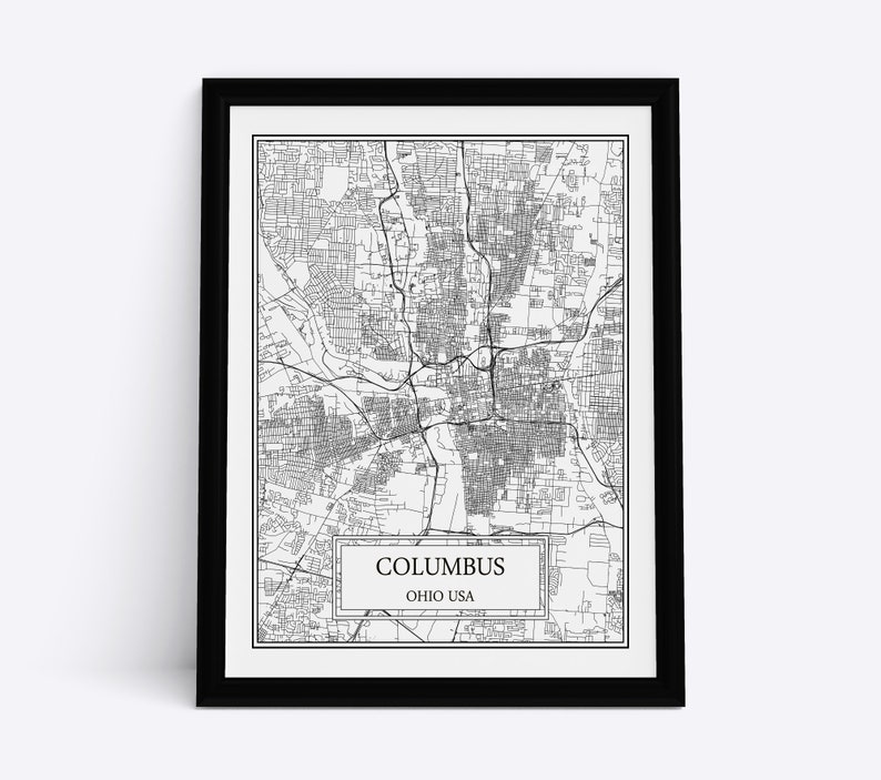 Columbus City Map Detailed Columbus Map Columbus Wall Art Columbus ...