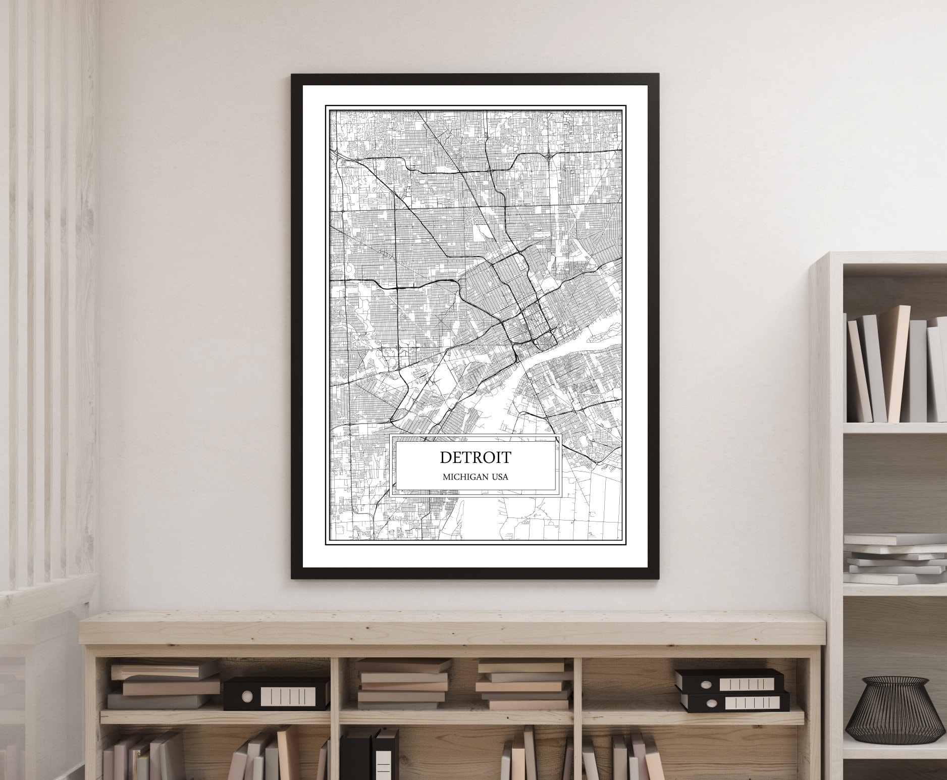 Detroit City Map Detailed Detroit Map Detroit Wall Art Detroit Print ...