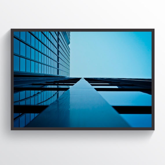 Architecture Poster Modern Building Print Skyscraper Blue | Etsy