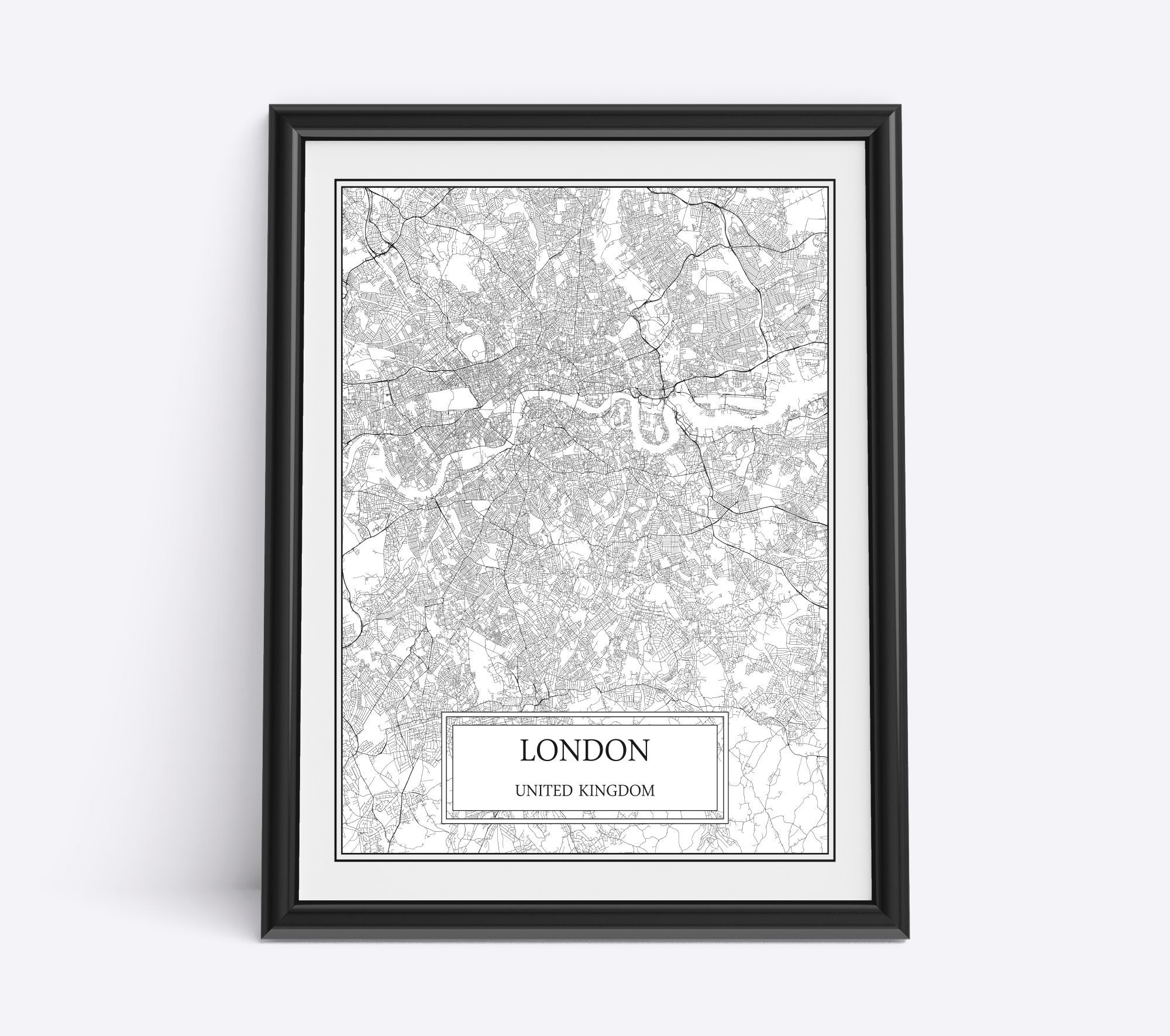London City Map Detailed London Map London Wall Art London Print London ...