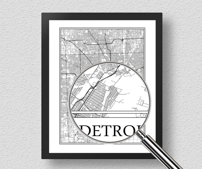 Detroit City Map Detailed Detroit Map Detroit Wall Art Detroit Print ...