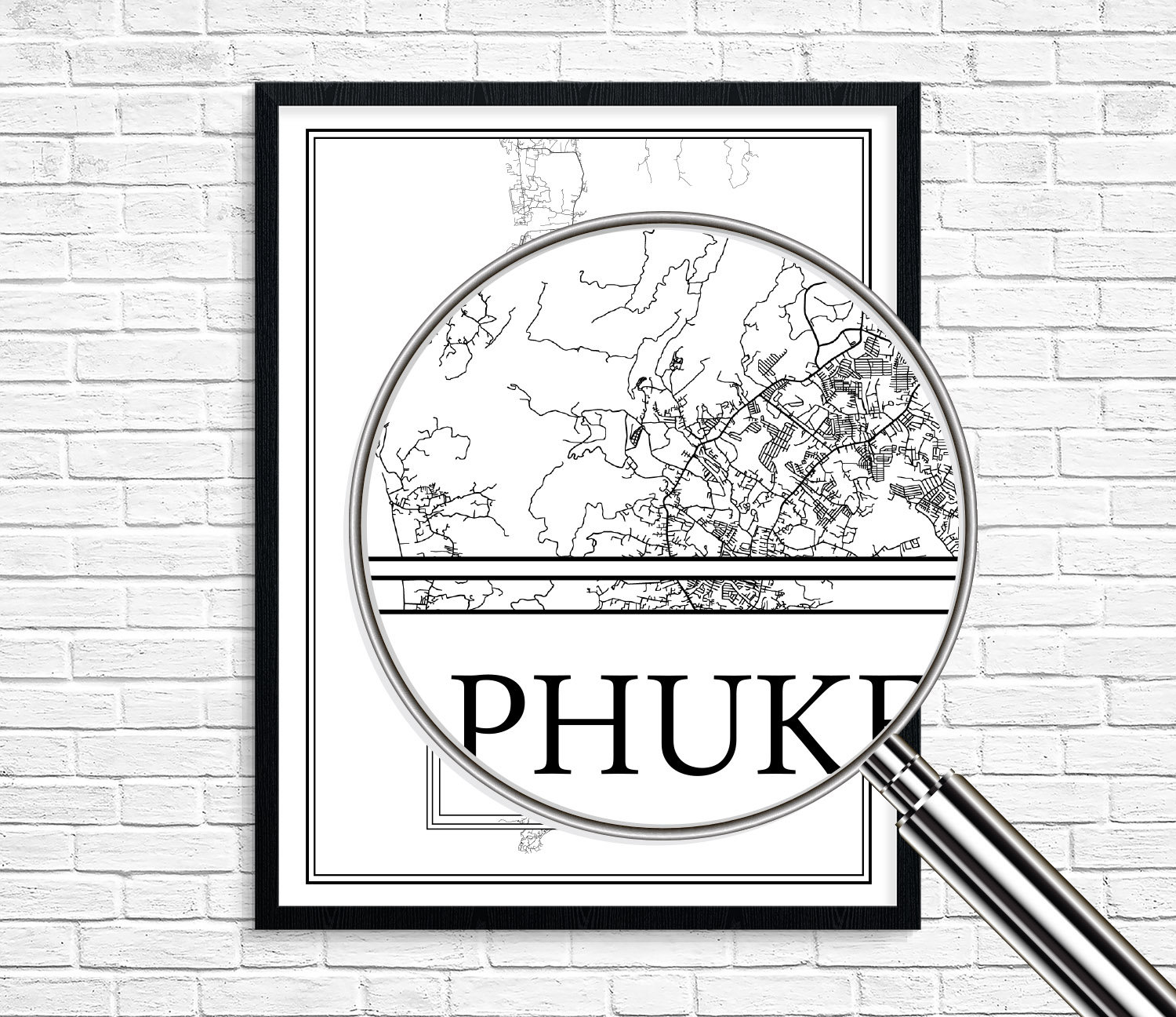 Phuket City Map Detailed Phuket Map Phuket Wall Art Phuket Print Phuket ...
