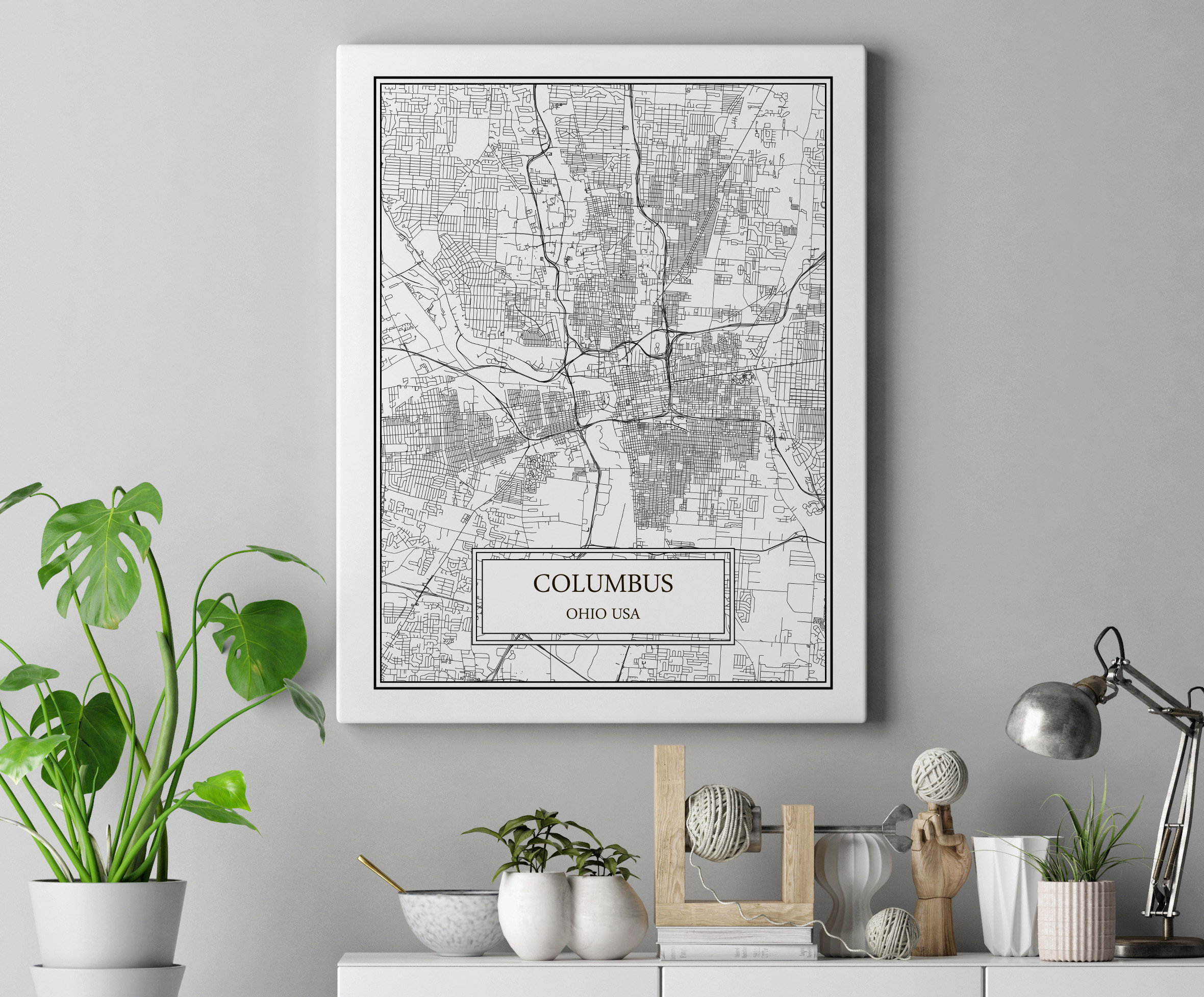 Columbus City Map Detailed Columbus Map Columbus Wall Art Columbus ...