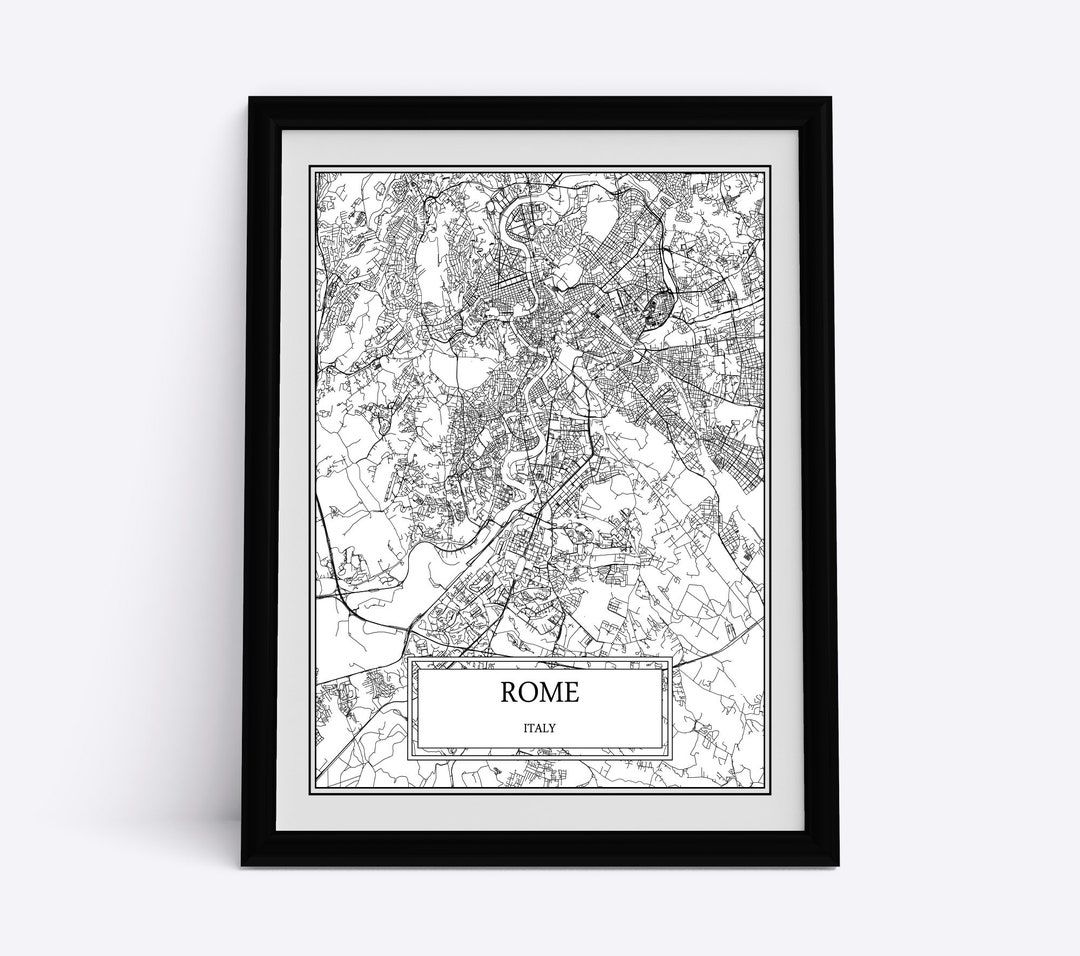 Rome City Map Detailed Rome Map Rome Wall Art Rome Print Rome Poster ...