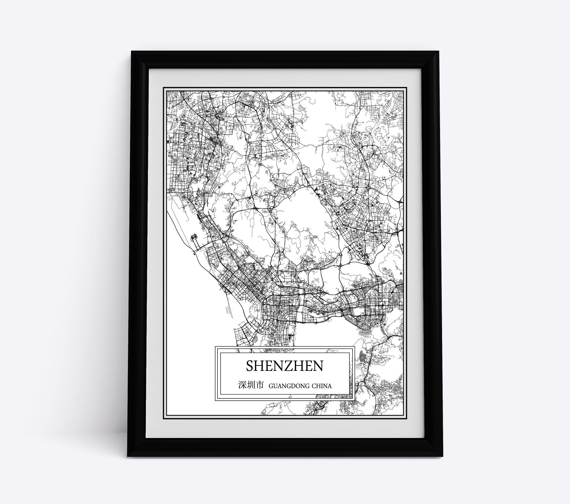 Shenzhen City Map Detailed Shenzhen Map Shenzhen Wall Art Shenzhen Map ...
