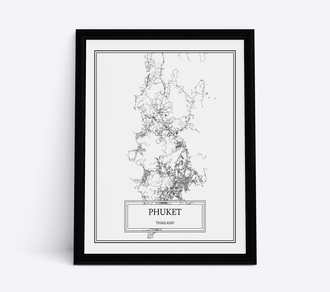 Phuket City Map Detailed Phuket Map Phuket Wall Art Phuket Print Phuket ...