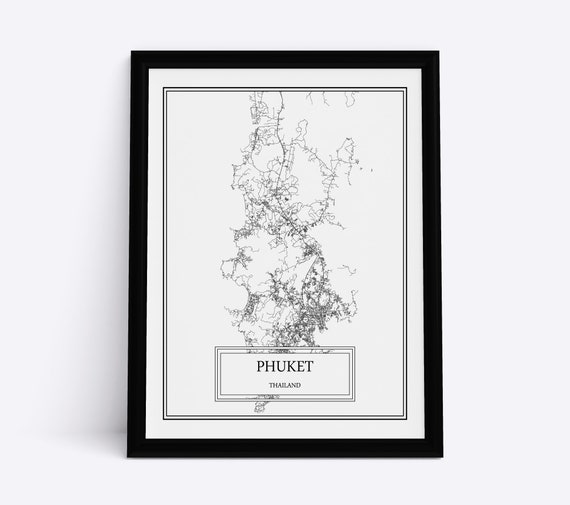 Phuket City Map Detailed Phuket Map Phuket Wall Art Phuket | Etsy