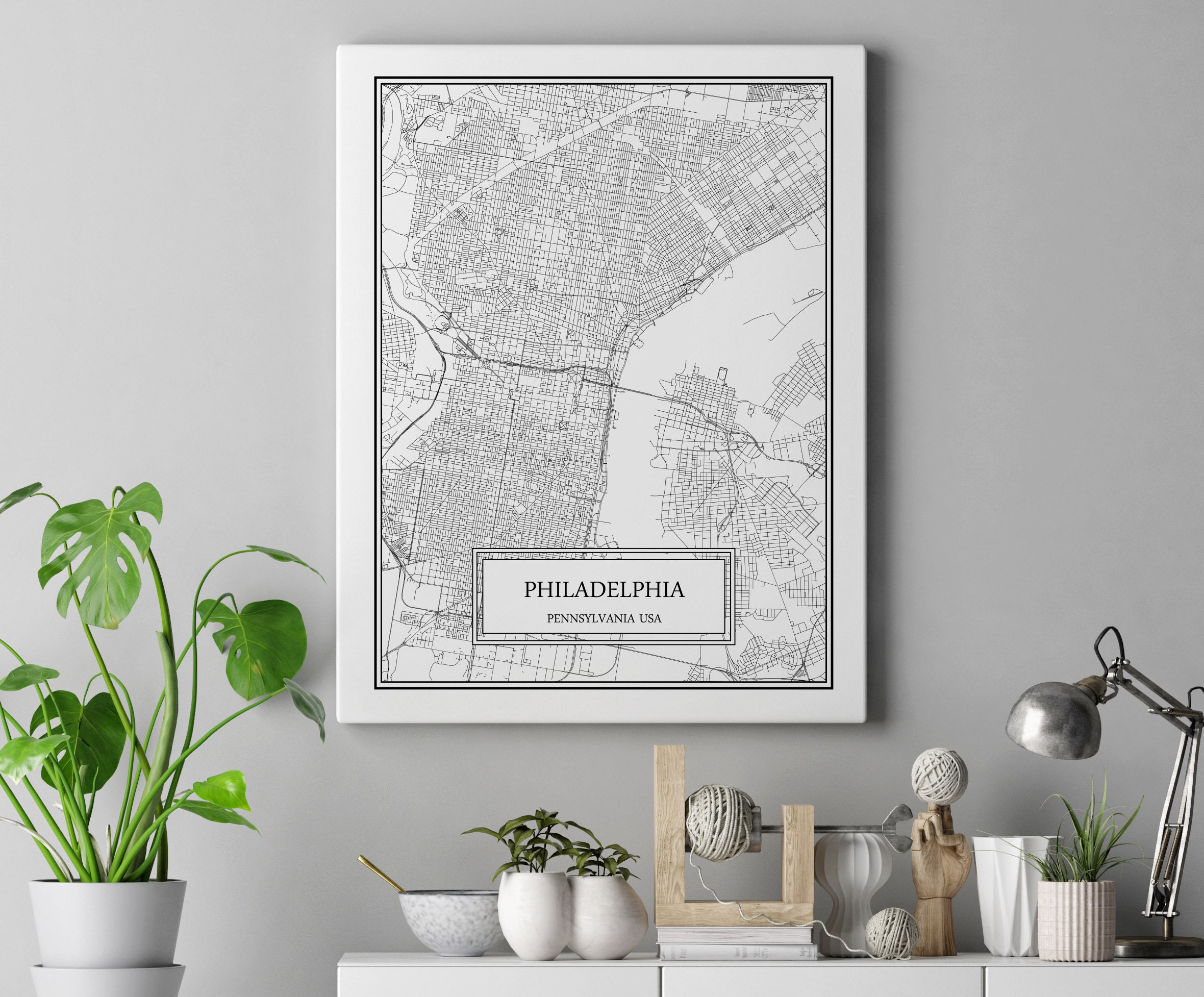 Philadelphia City Map Philadelphia Wall Art Philadelphia Map - Etsy