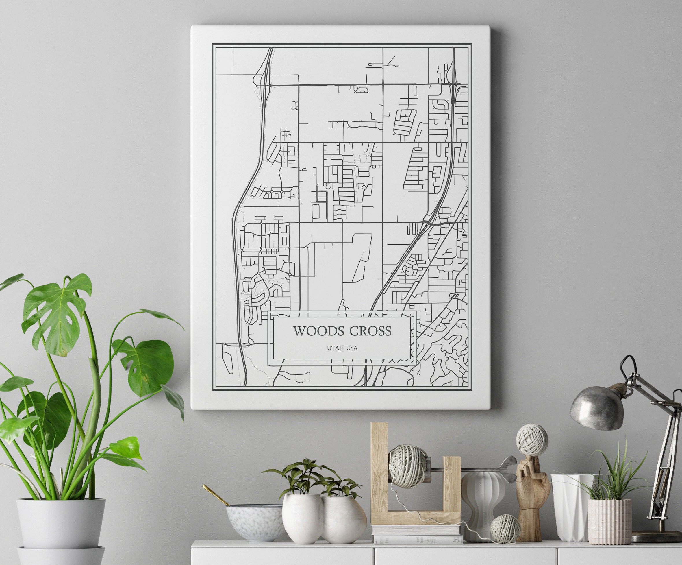 Woods Cross City Map Detailed Woods Cross Wall Art Woods Cross Print ...