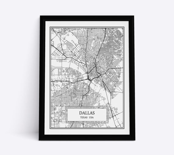 Dallas City Map Detailed Dallas Map Dallas Wall Art Dallas - Etsy