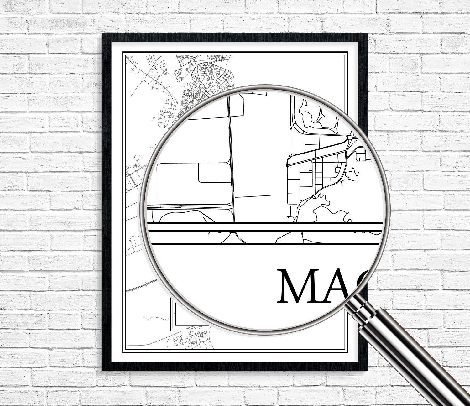 Macau City Map Detailed Macau Map Macau Wall Art Macao Map Print Macao ...