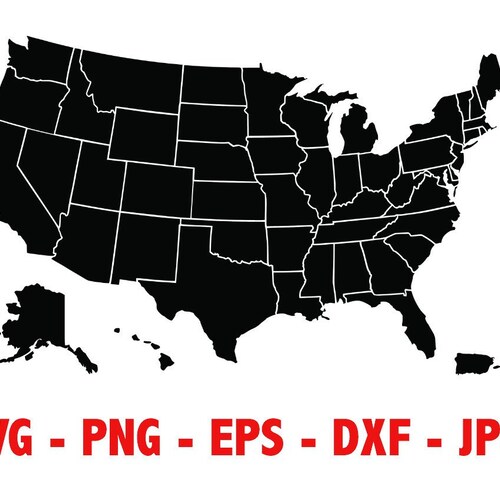 USA Map Instant Download SVG PNG Eps Dxf Pdf Digital - Etsy