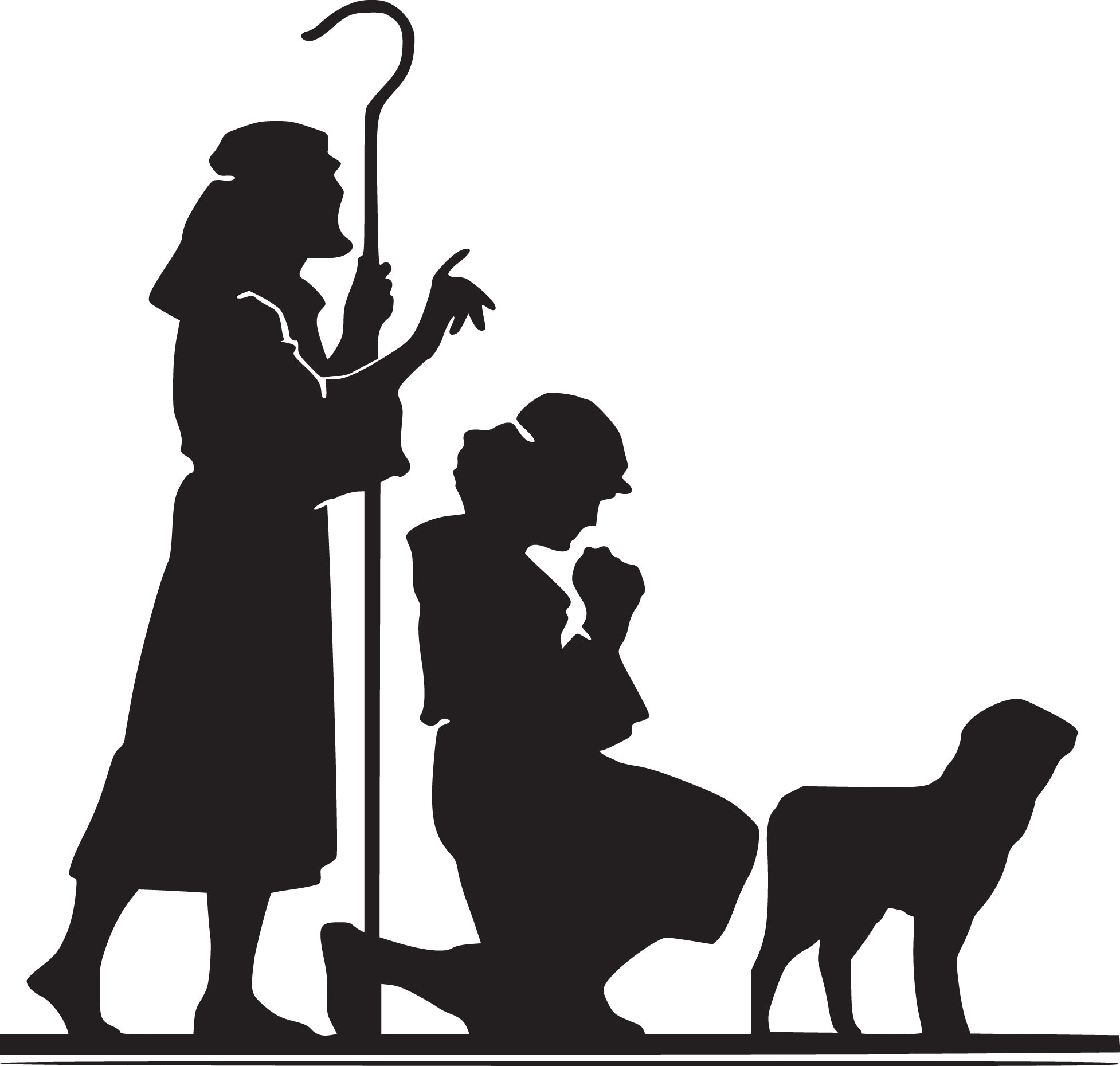 Shepherds And Sheep Clipart Silhouette
