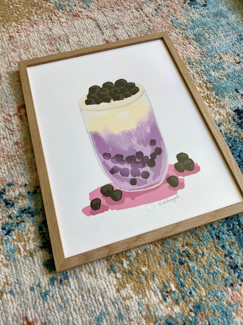 Taro Boba Milk Tea - Matte Poster | Wall Art | Living Room Kitchen ...
