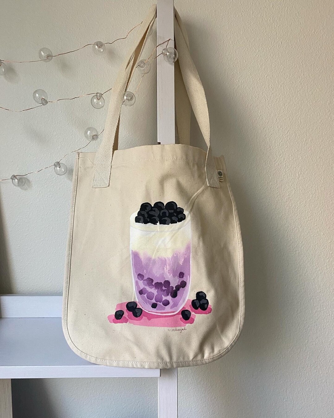 Taro Boba Milk Tea Organic Canvas Tote Bag Eco-friendly, Reusable Tote ...