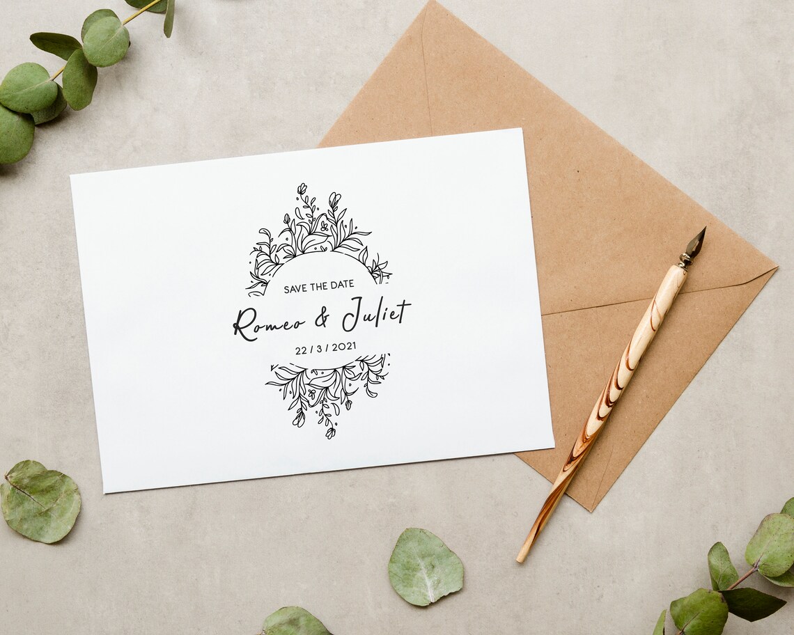 Botanical Divider, Wedding Invitation Element, Floral Text Divider ...