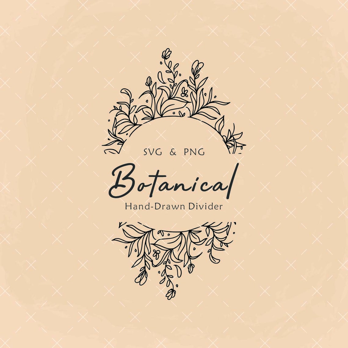 Wedding Botanical Divider SVG & PNG, Hand Drawn Floral Text Split ...
