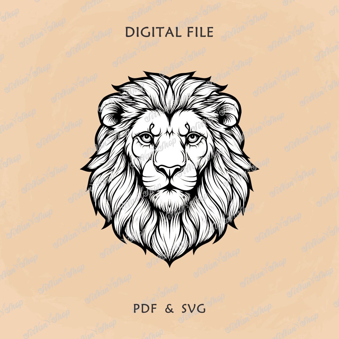 Lion Head, PDF & SVG, Vector Clipart, Cut File, Lion Silhouette ...