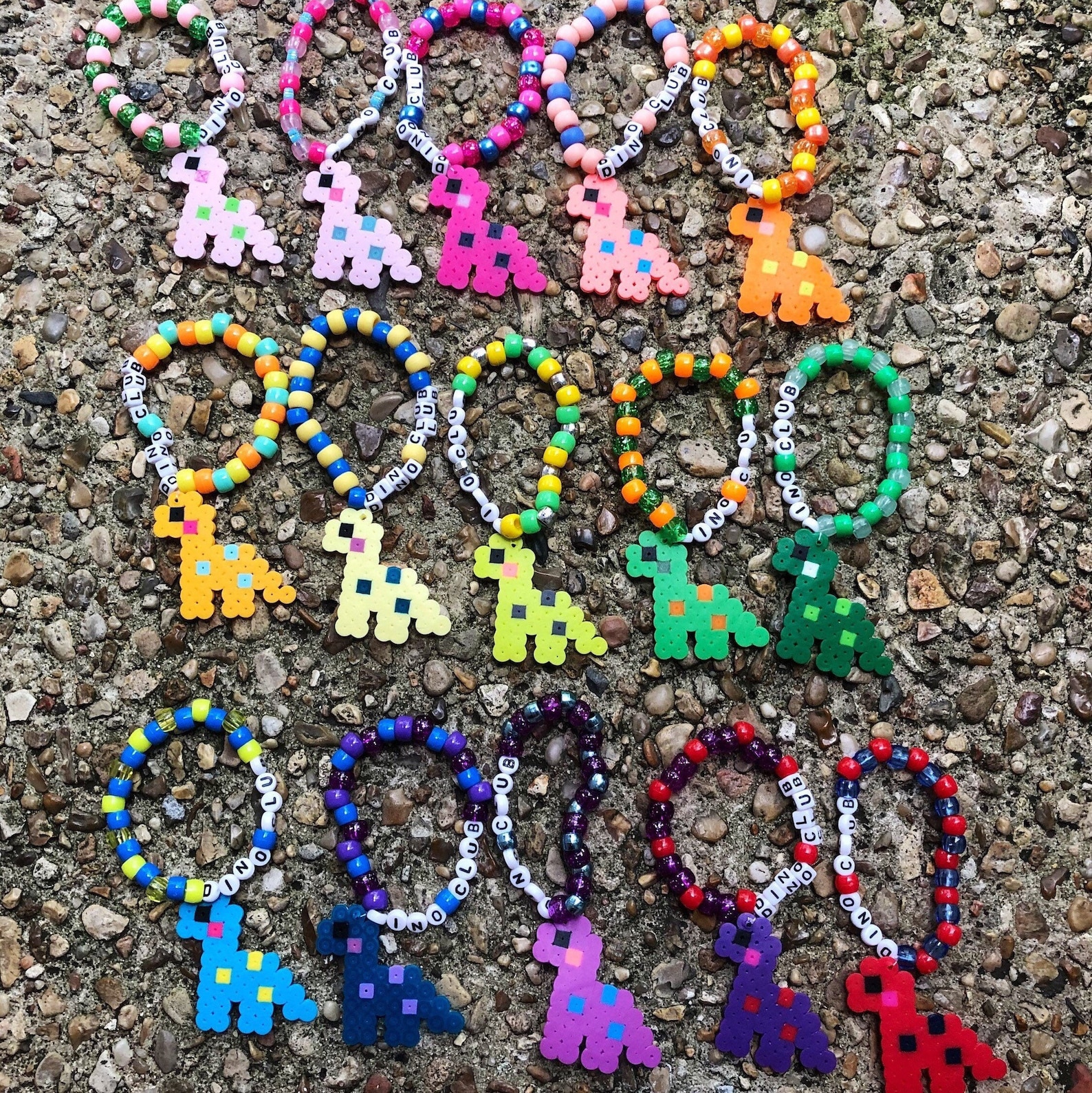Dino Club set of 10 Perler Kandi - Etsy