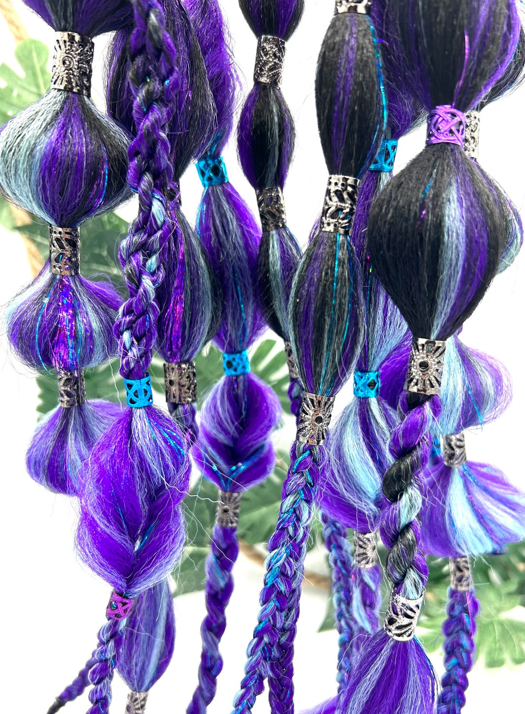 Festival/rave Hair Braid Extensions (set of 2) + 2 Extra Hair Wraps ...