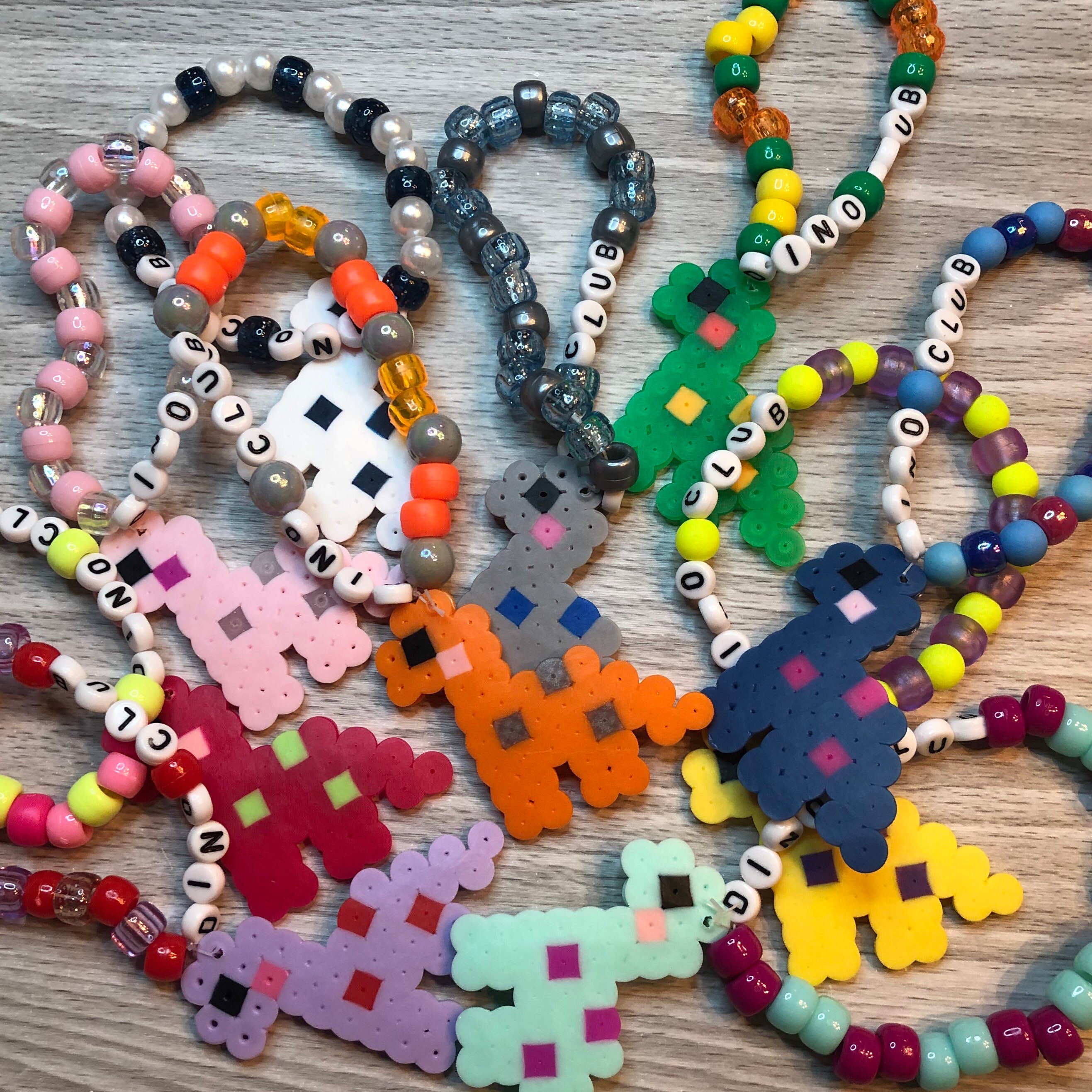 Dino Club set of 10 Perler Kandi - Etsy