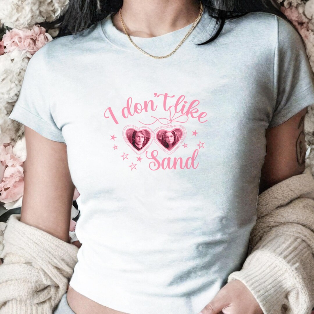 Anakin Skywalker & Padme I Don't Like Sand Y2K Baby Tee, Pink Coquette ...