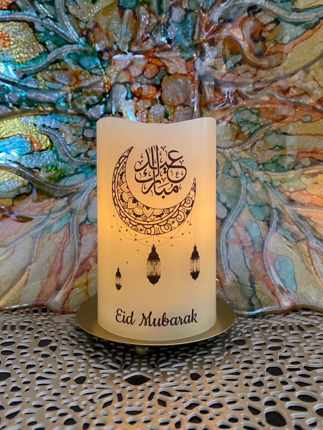 LED Eid Mubarak Candle - Etsy