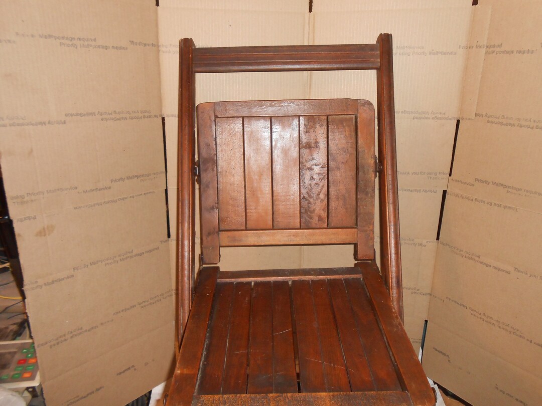 Antique Wooden Slat Folding Chair With USS Stamp From a Navy Ship - Etsy