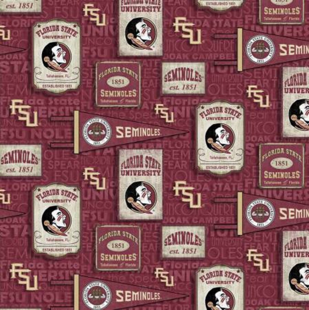 Florida State University Seminoles Pennants Fabric by the Yard - Etsy