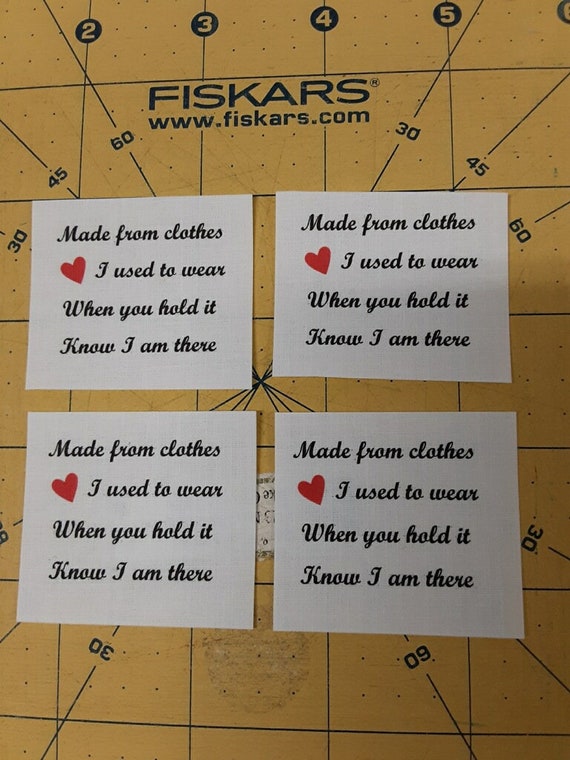 Memory Shirt Quilt Label With Poem Set of 4 Small - Etsy