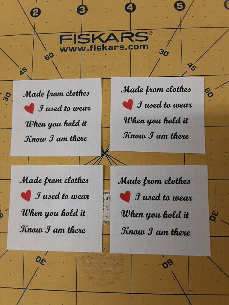 Memory Shirt Quilt Label With Poem Set of 4 Small - Etsy