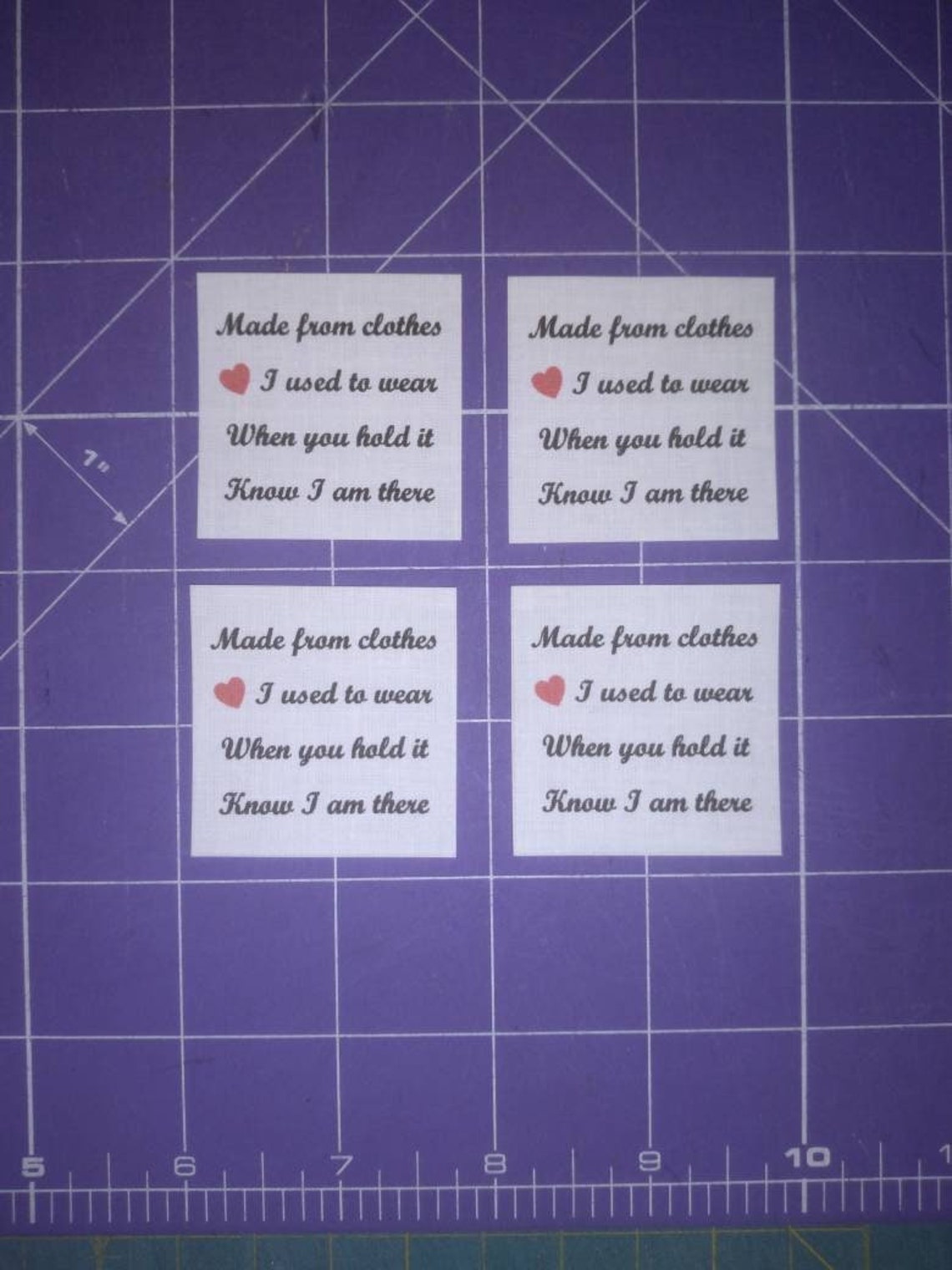 Memory Shirt Quilt Label With Poem - Set of 4 - Small Label Quilt Shirt ...