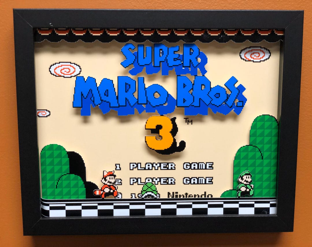 Super Mario Bros. 3 Shadow Box | 8x10 3D Pixel Art | Retro NES Game ...