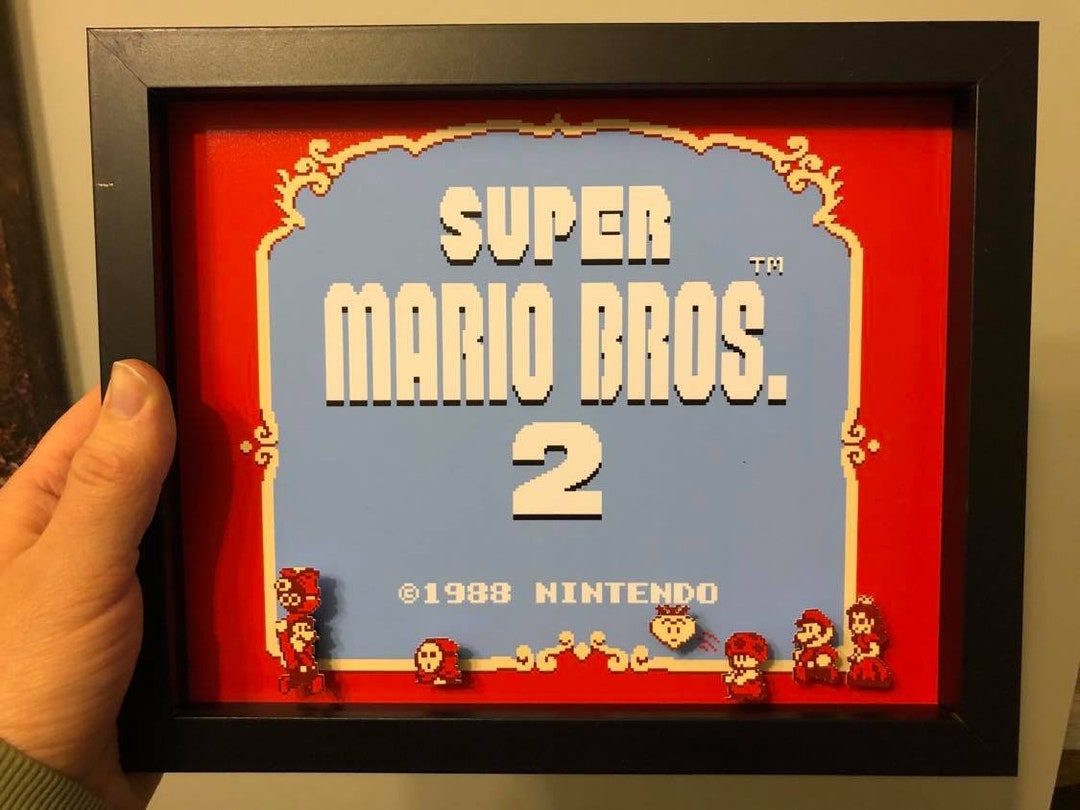 Super Mario Bros 2 NES Shadow Box Art - Start Screen Diorama - Etsy