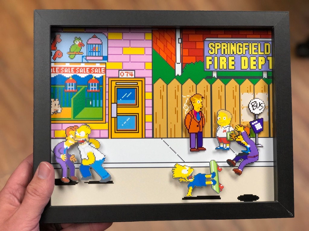 The Simpsons Shadow Box-arcade-simpsons | Etsy