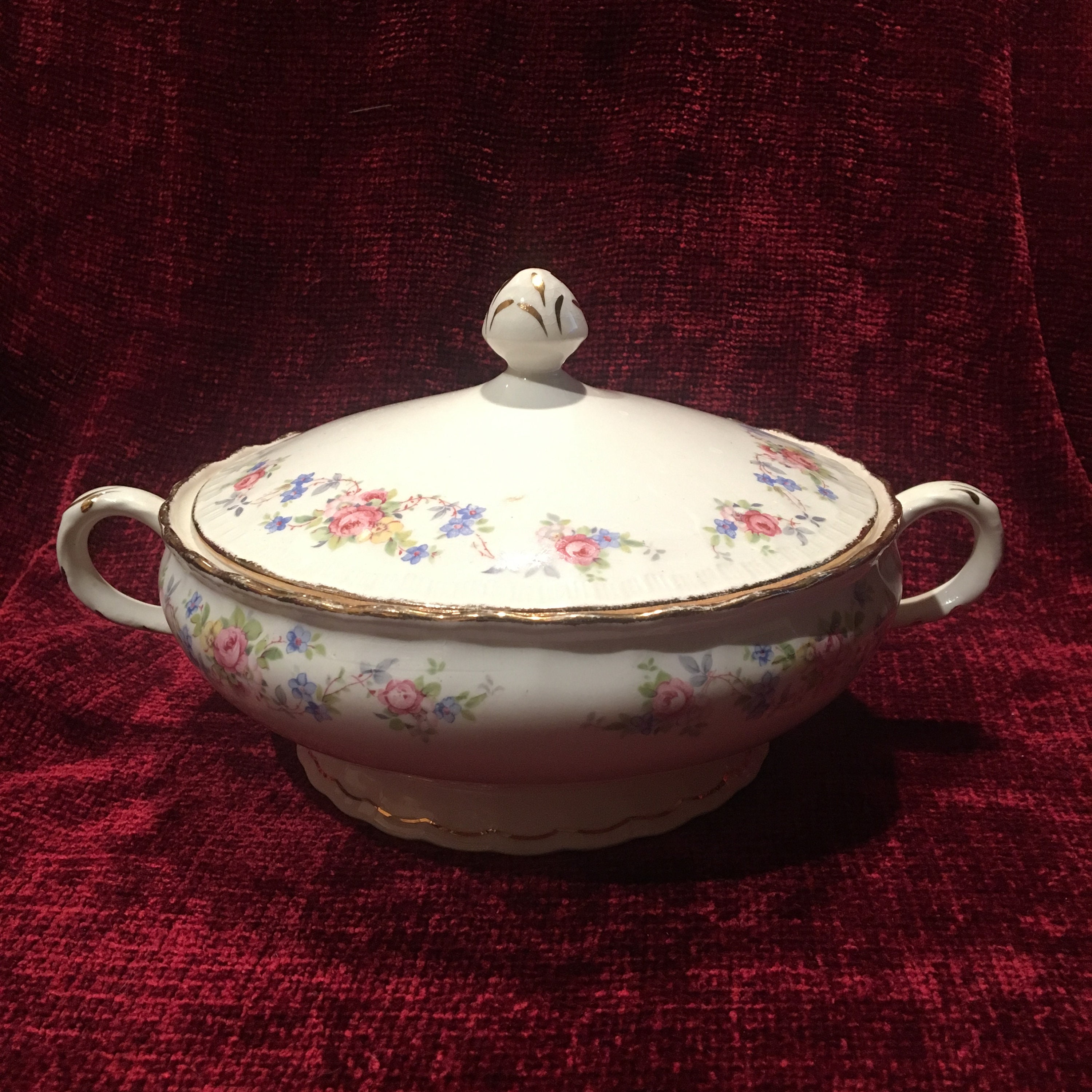 Vintage POPE GOSSER Flora Bell Pattern Round Covered Vegetable Bowl - Etsy