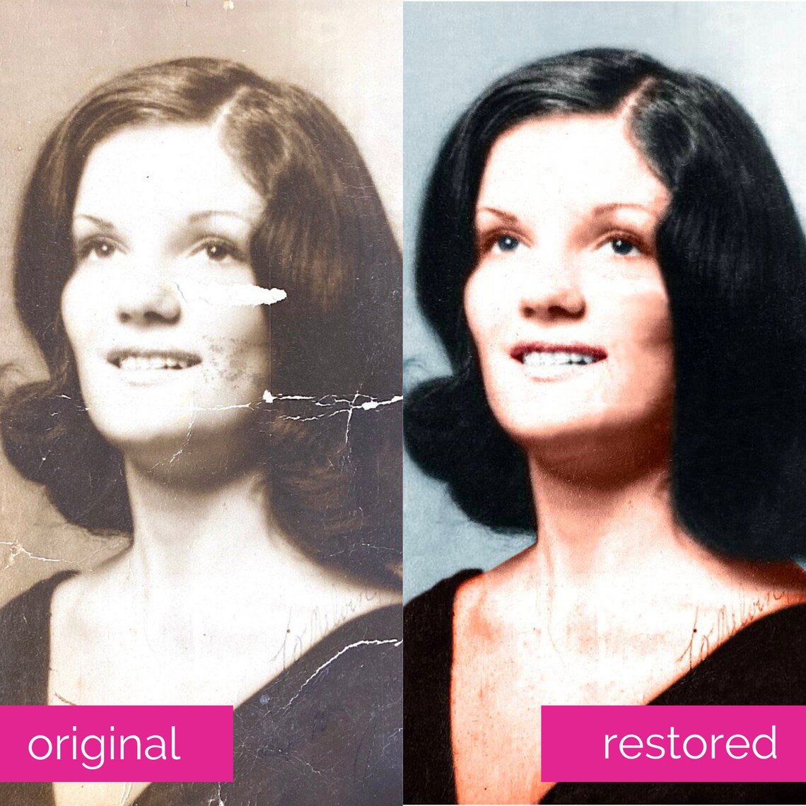 Custom Photo Restoration and Recoloring Recolor Old Black | Etsy