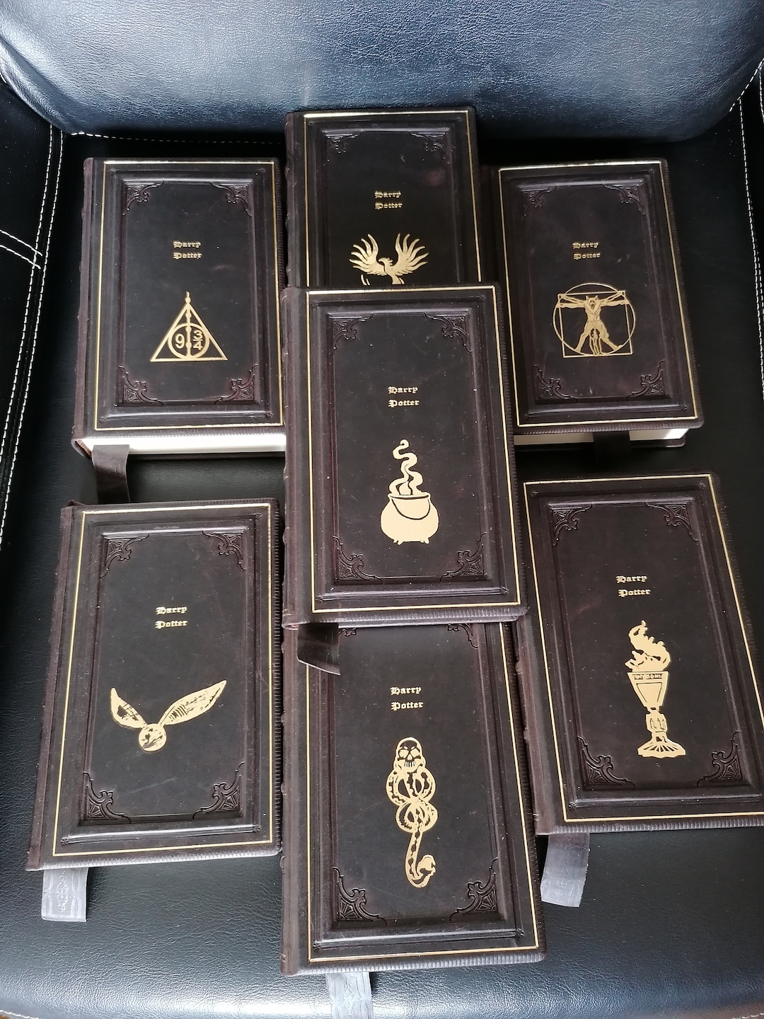 Real Leather Handcraft Wizarding Book Set Made With Licensed Fabric ...