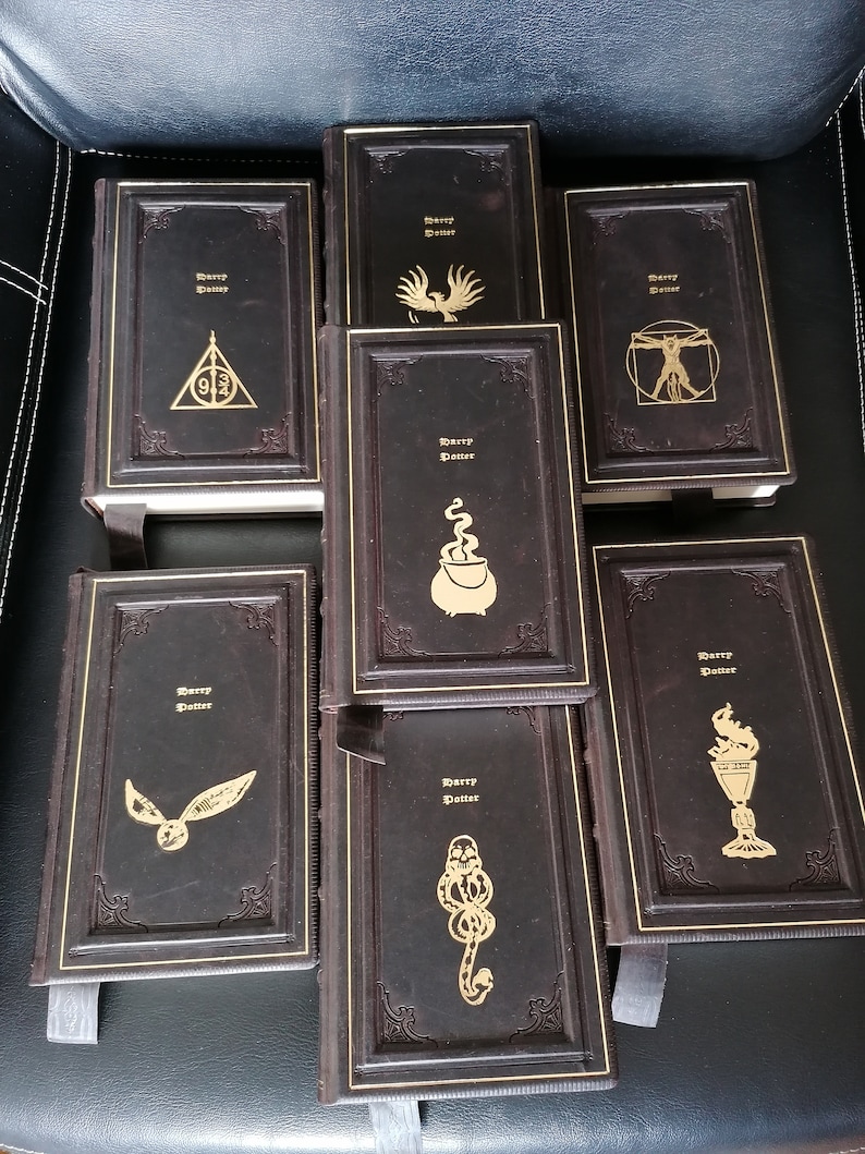 Real Leather Handcraft Wizarding Book Set Made With Licensed Fabric ...