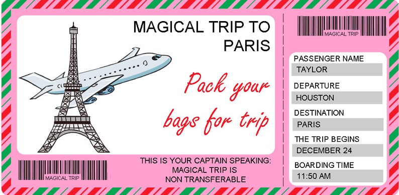 Paris Boarding Pass Surprise Paris Trip Ticket / Vacation - Etsy