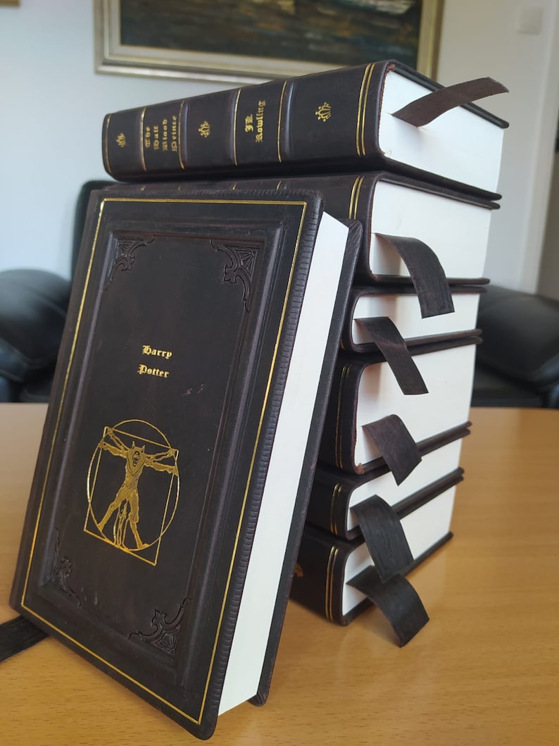 Real Leather Handcraft Wizarding Book Set Made With Licensed Fabric ...
