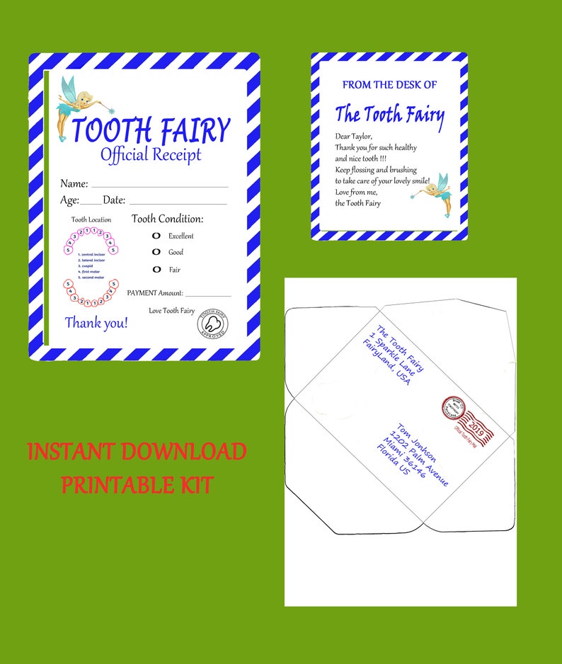 Tooth Fairy Receipt, Tooth Fairy Printable Boys and Girls, Tooth Fairy ...