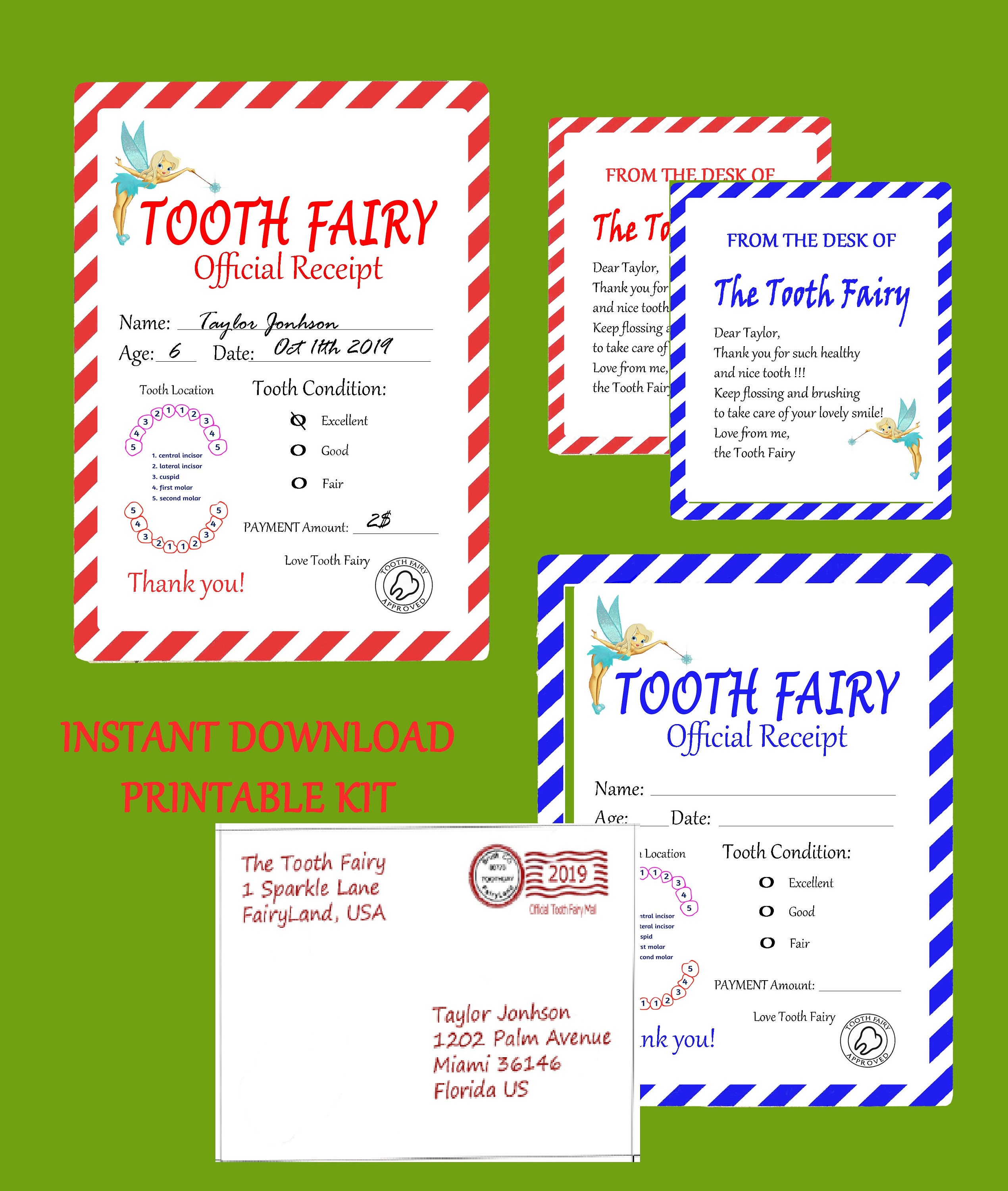 Tooth Fairy Receipt, Tooth Fairy Printable Boys and Girls, Tooth Fairy ...