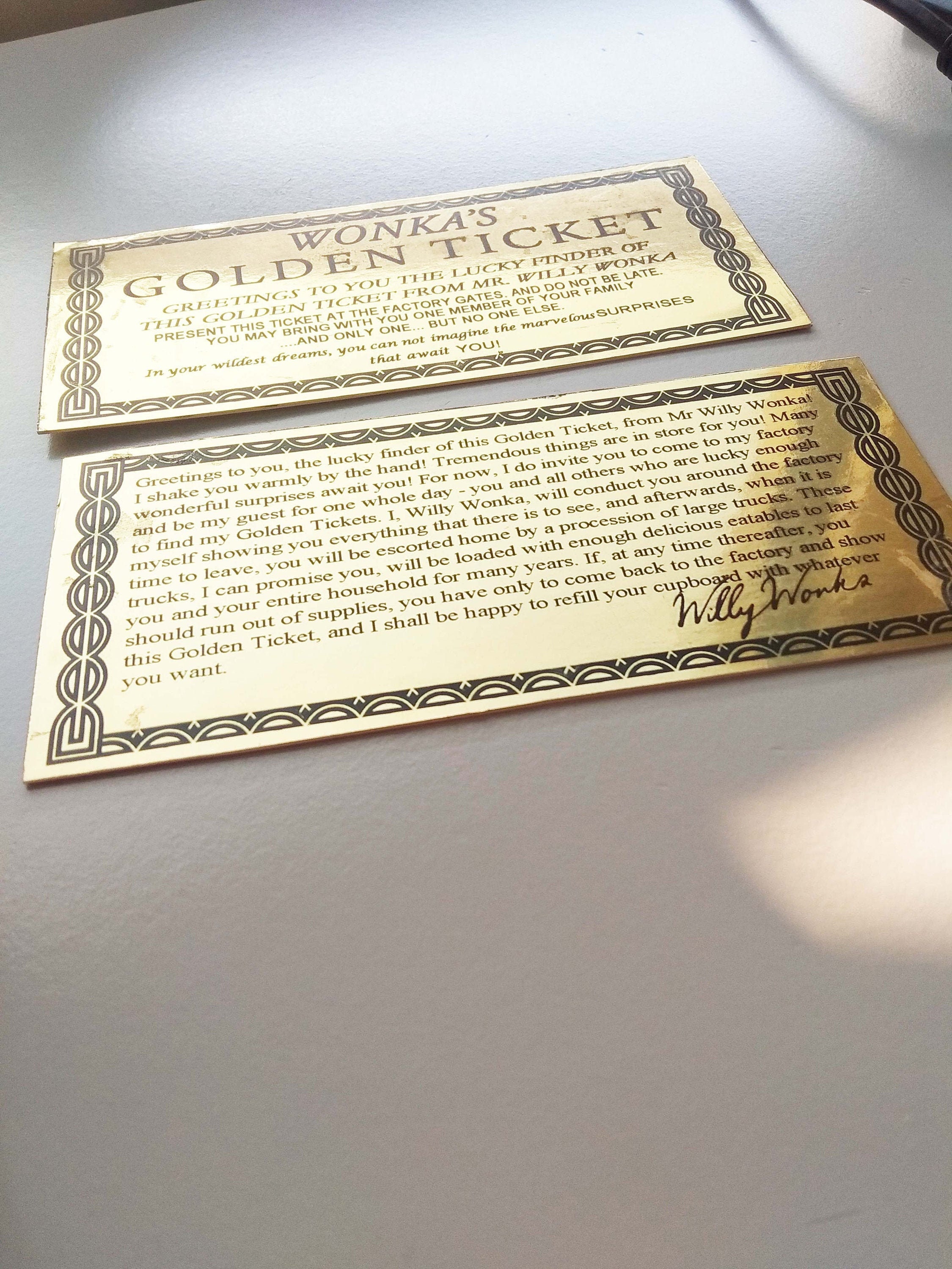 Chocolate Factory Golden Ticket Replica Double Sided - Etsy