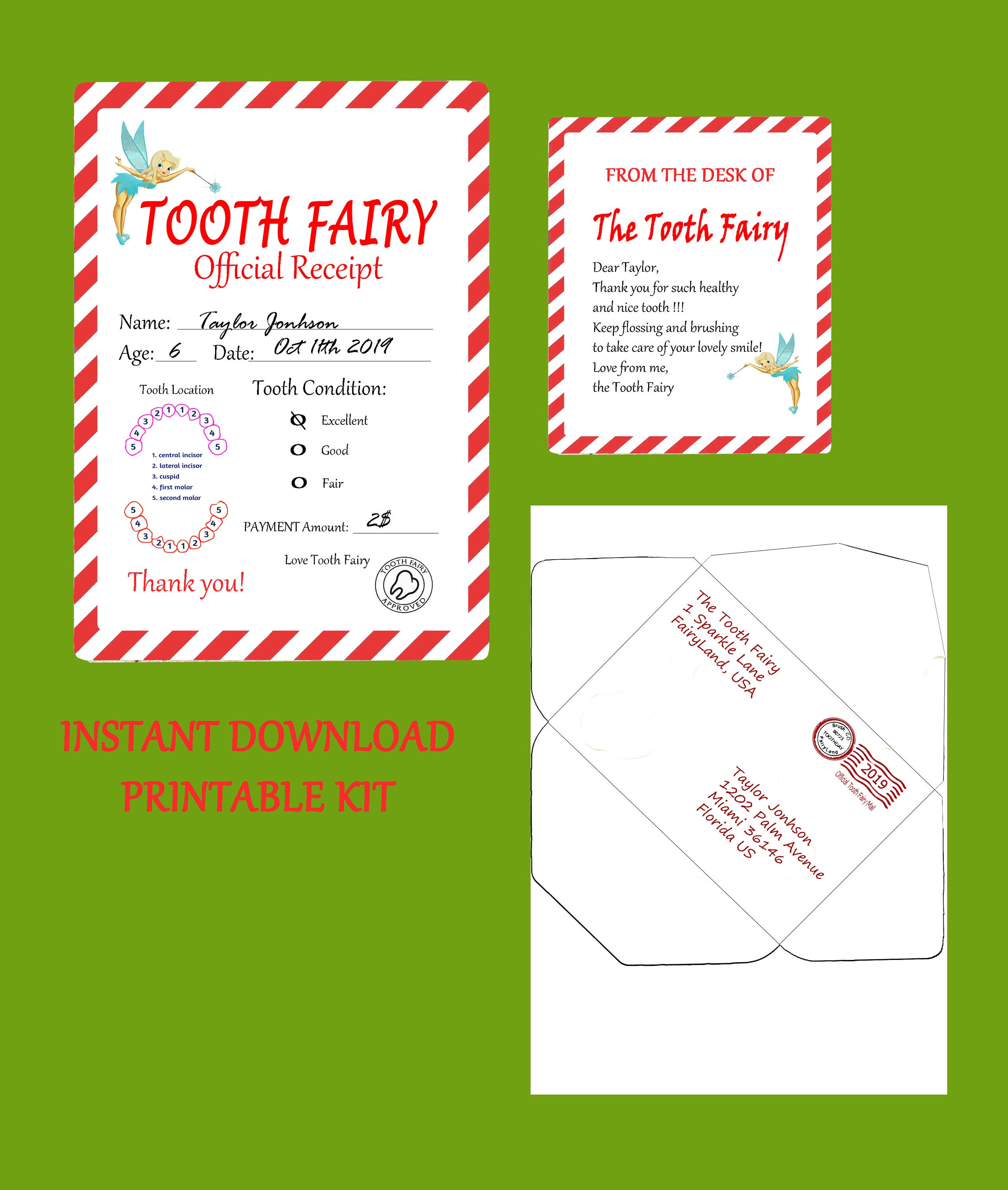 Tooth Fairy Receipt, Tooth Fairy Printable Boys and Girls, Tooth Fairy ...