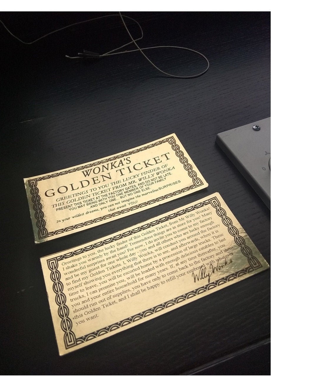 Chocolate Factory Golden Ticket Replica With Backside, Doble Sided - Etsy